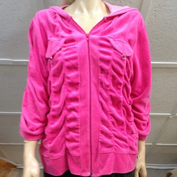 MKM Designs | Jackets & Coats | Mkm Designs Pink Fuchsia Hooded Velvet ...